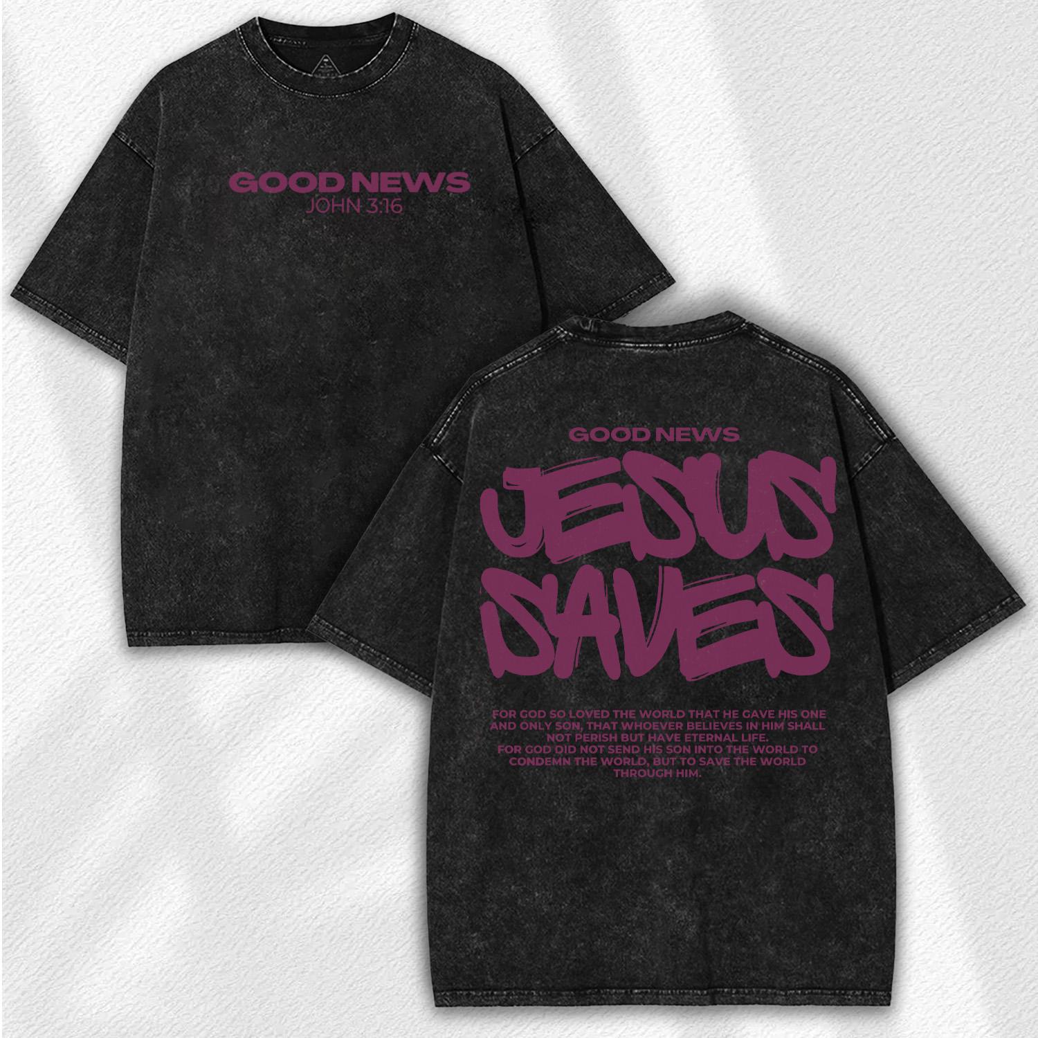 Jesus Saves Washed T-shirt: Christian Streetwear, Oversized Fit - Etsy