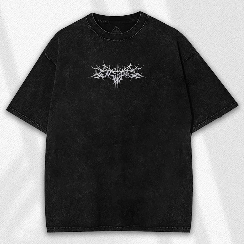 Demon Angel Washed Tee: Gothic Dark Streetwear Style - Chains & Metal ...