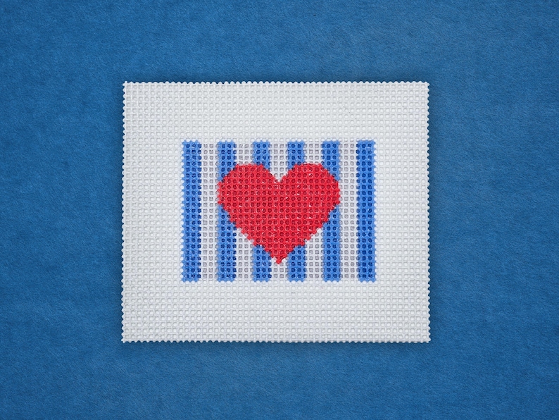 Heart and Stripes Needlepoint Canvas, Mini Valentine Stitch Design ...