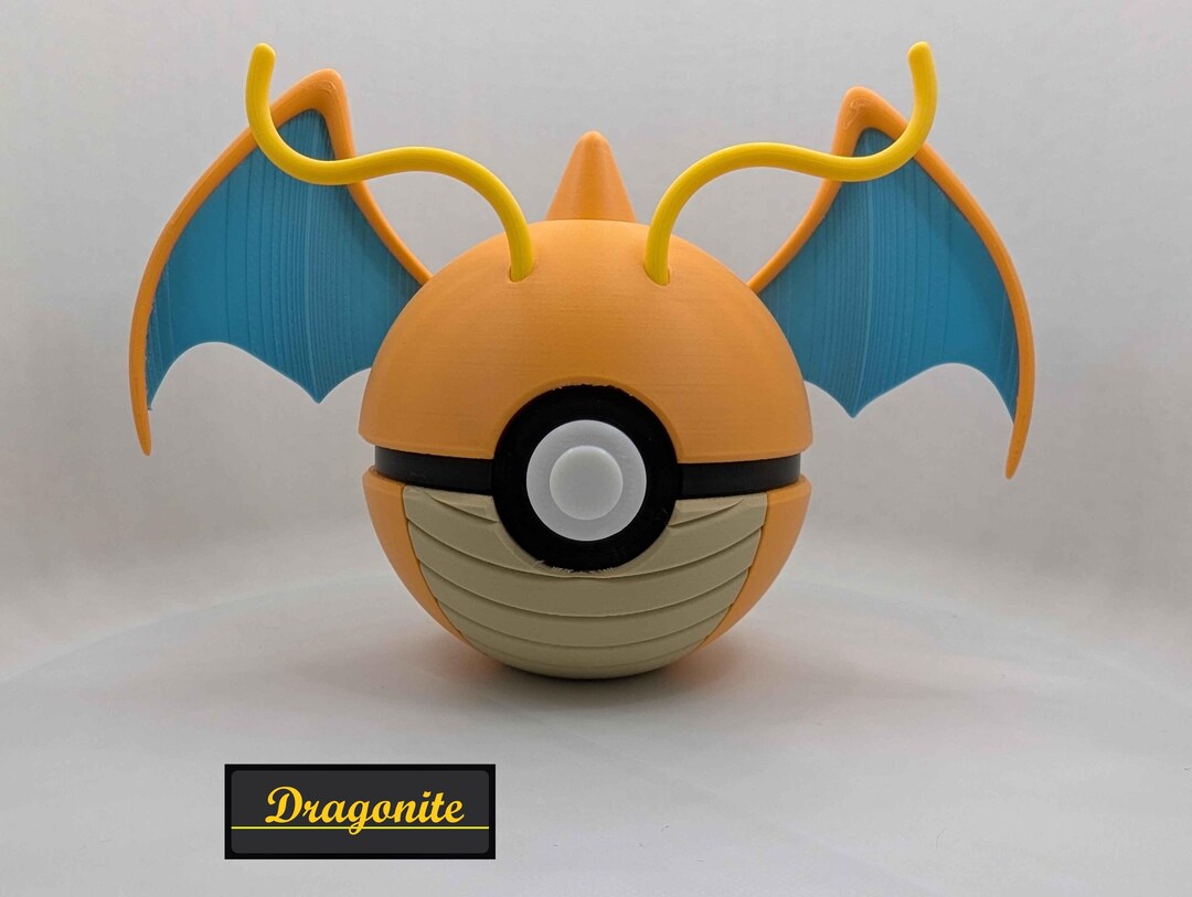Dragonite Dragon–flying Type Pokéball | 3D Printed Collector Display ...