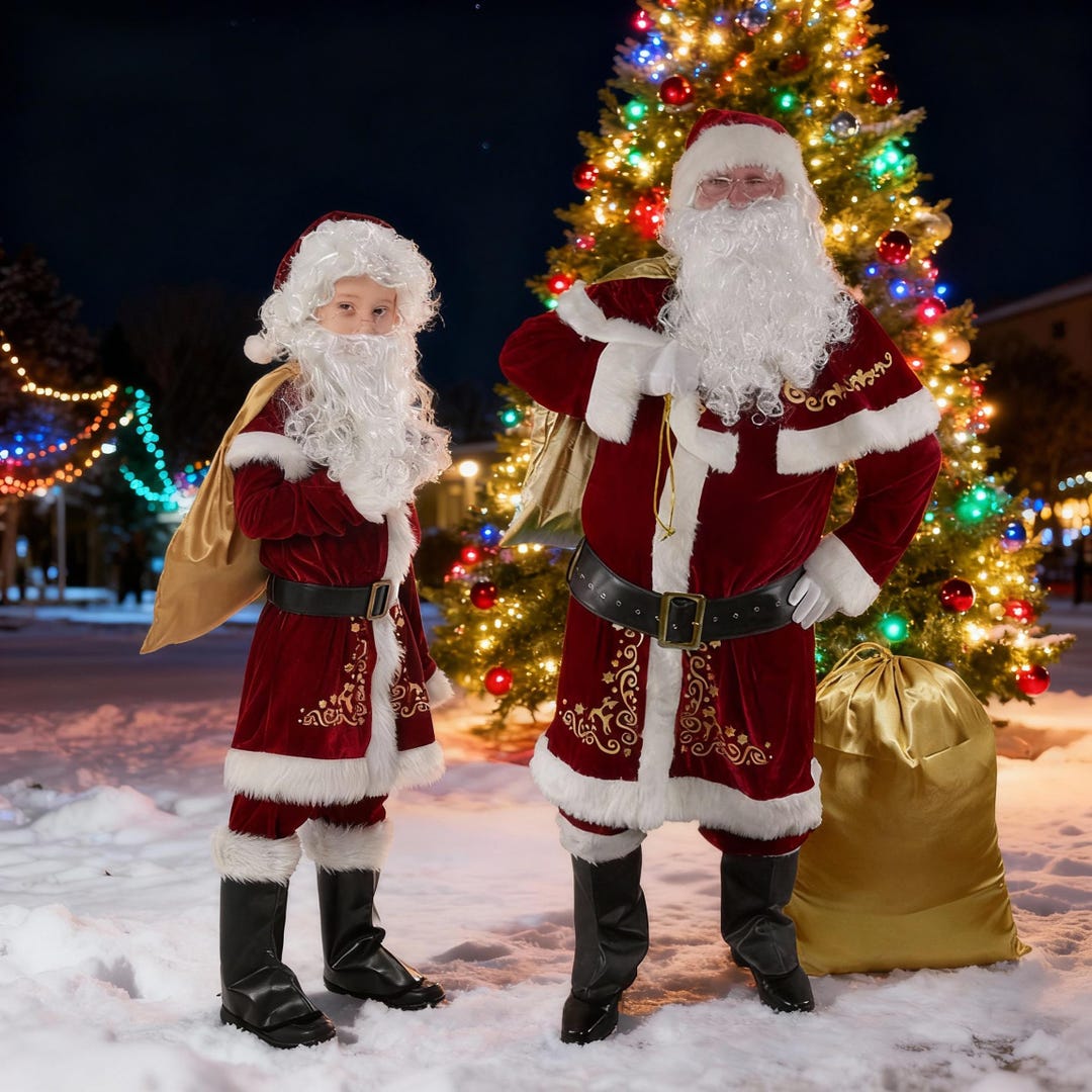 Ensemble de costumes de père Noël pour adultes et enfants - Tenue ...