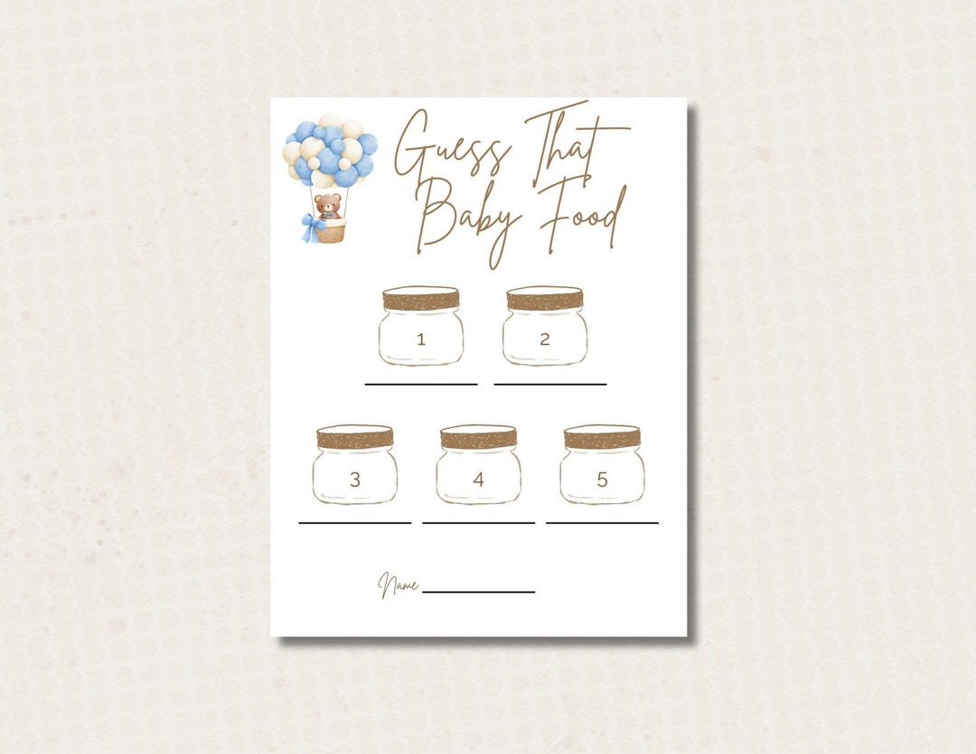 Guess That Baby Food Printable Baby Shower Game | Teddy Bear Theme ...