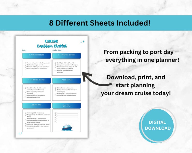 First Cruise Travel Planner Printable (digital Download) - Etsy