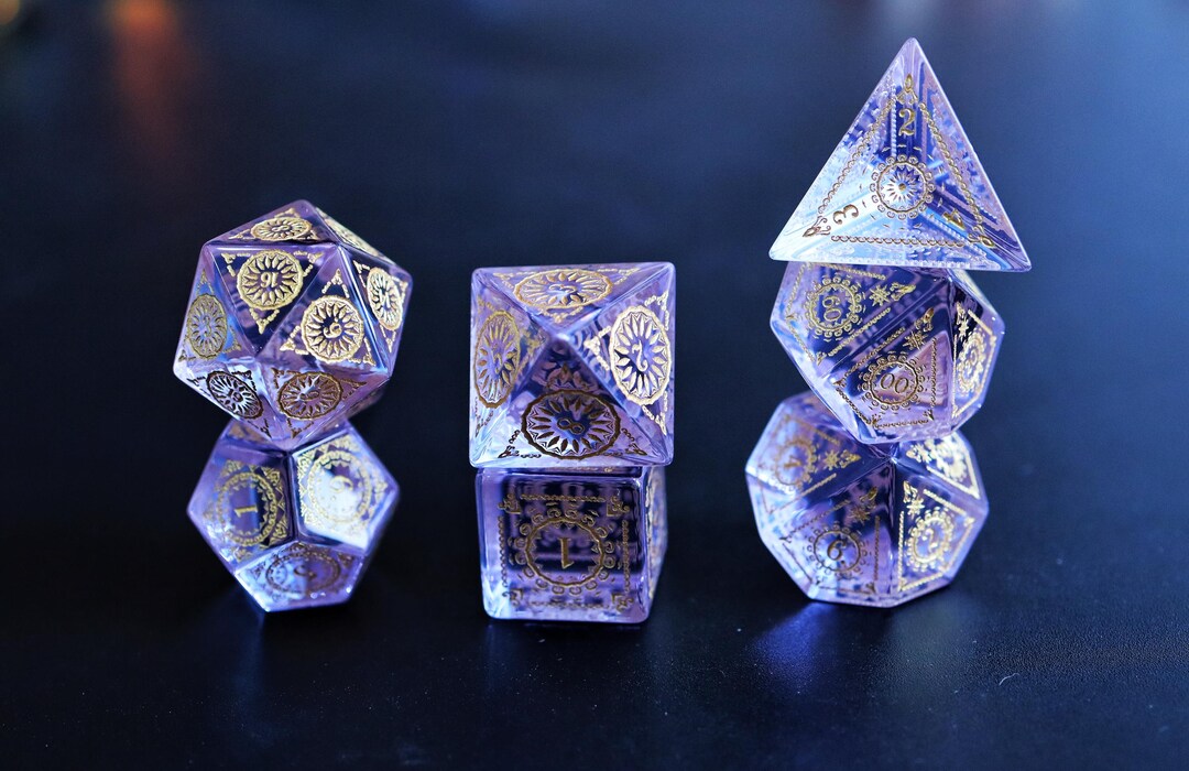 Lavender Crystal Glass Dice Set: Meditation & Mandala - Etsy