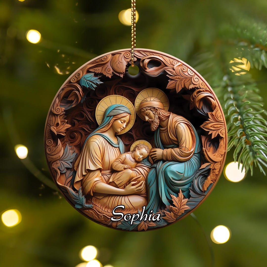 Nativity Jesus Ornament - Christian Christmas Decor, Holy Family Scene ...