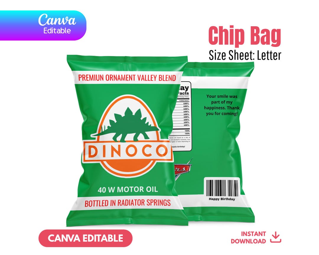Editable Cars Chip Bag Template, Rust-eze Party Favor, Lightning ...