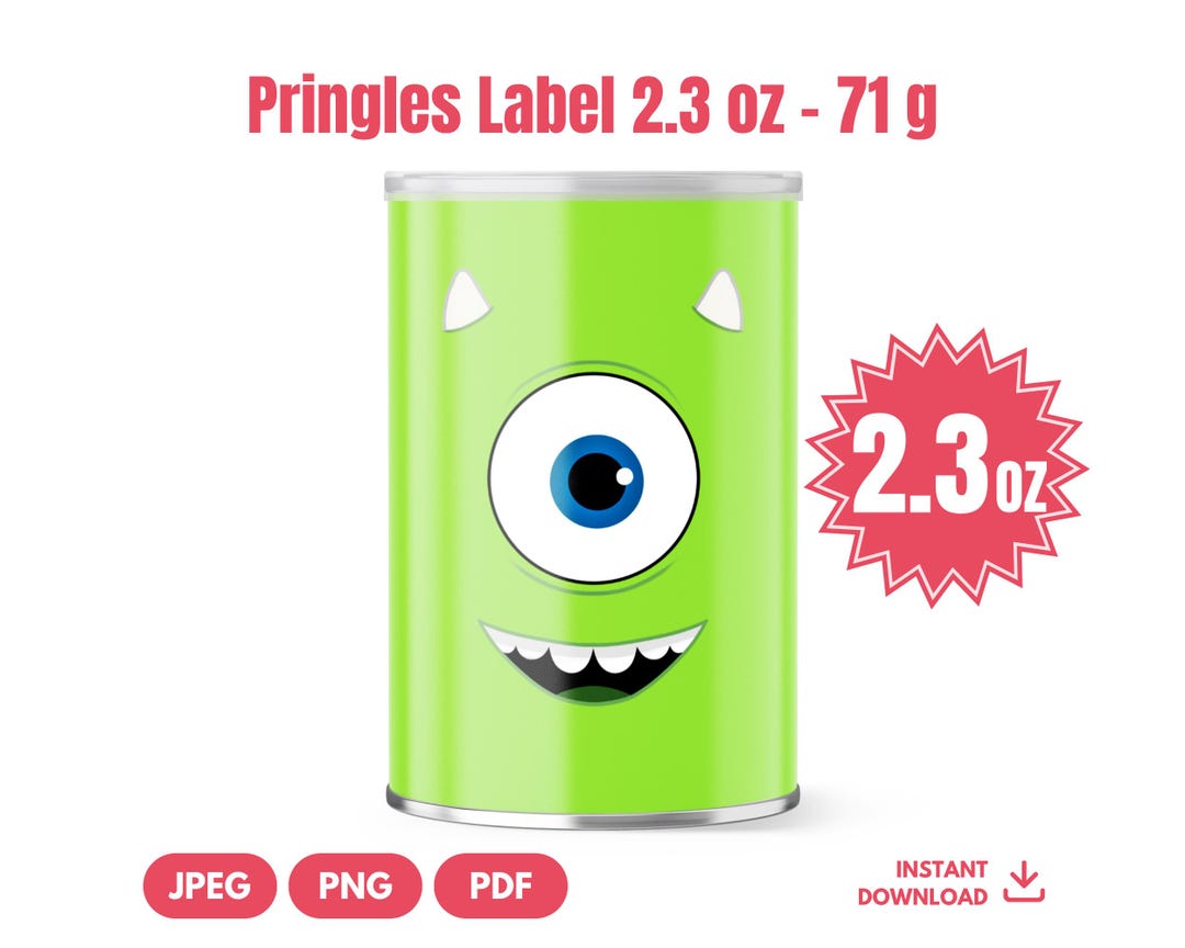 Mike Wazowski Pringles Label for 2.3oz Can, Monsters University Digital ...