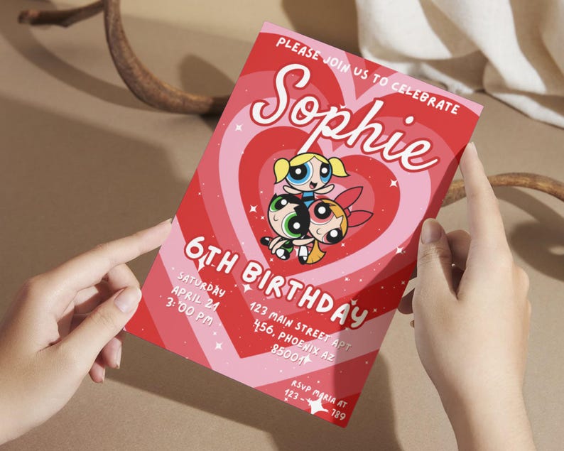 Powerpuff Girls Birthday Invitation Template Canva Editable | Blossom ...