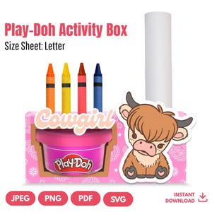 Highland Cow Play-doh Box SVG | Farm Party Favor | Boho First Birthday ...