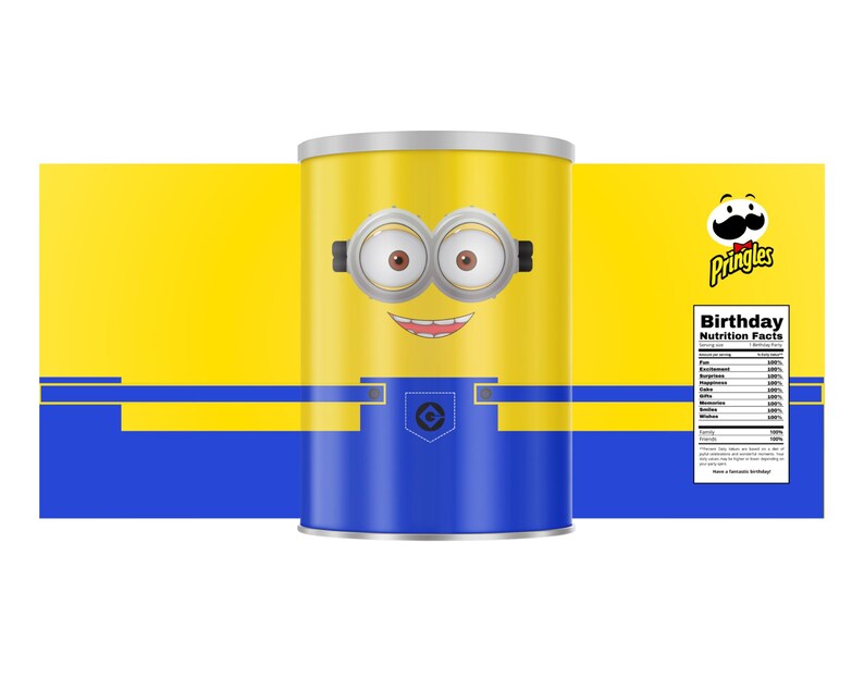 Minions Pringles Label Printable, Despicable Me 1.3oz Wrapper, Birthday ...