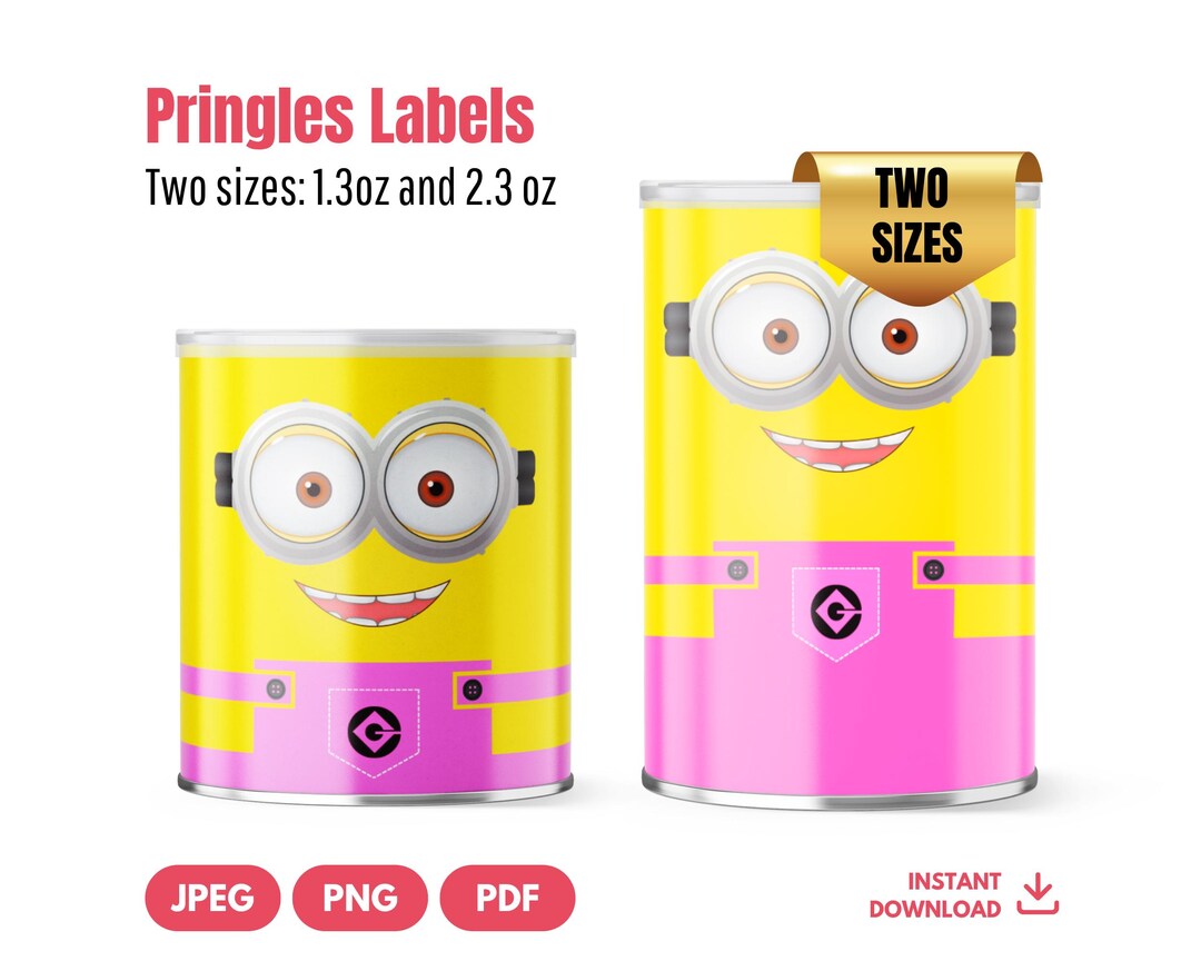 Minions Pringles Label Printable, Despicable Me 1.3oz 2.3 Oz 2 Sizes ...