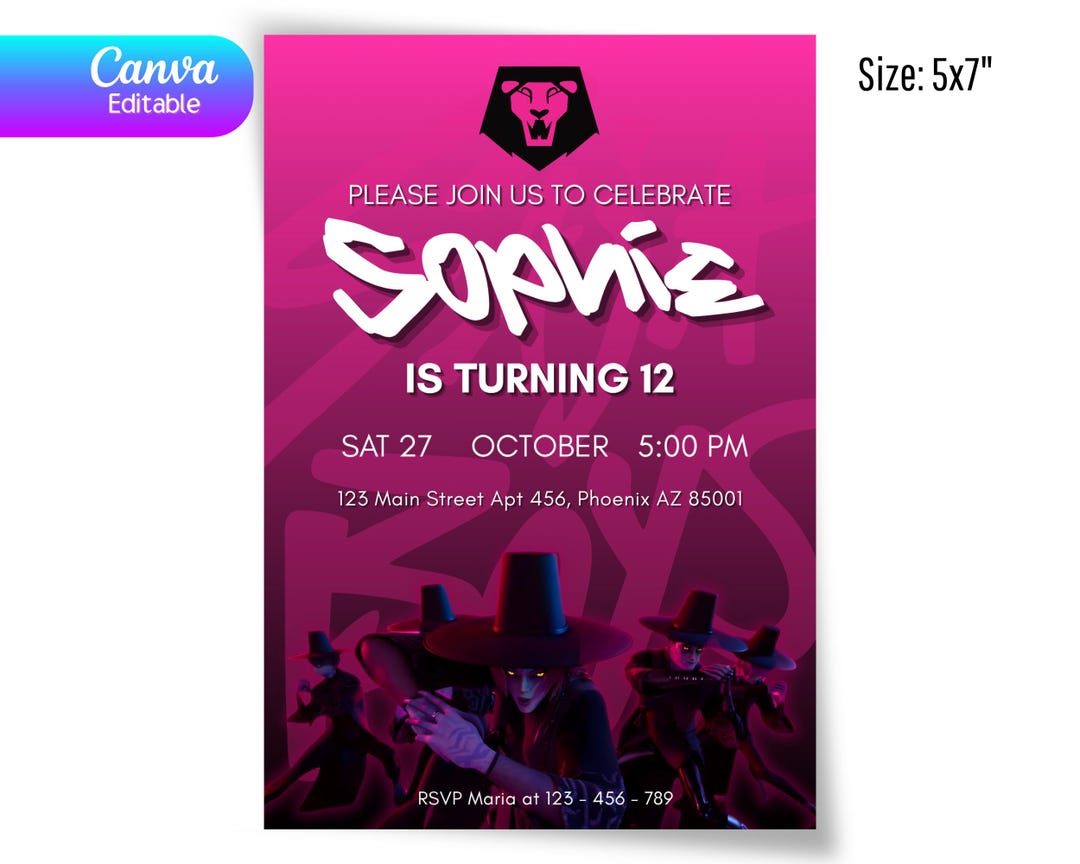 Saja Boys Kpop 5x7 Editable Invitation Canva Template | "demon Your ...