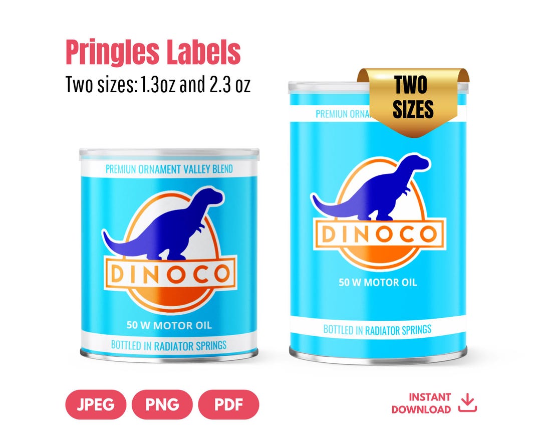 Dinoco Cars Pringles Can Label Printable, 1.3oz 2.3oz 2 Sizes Wrapper ...