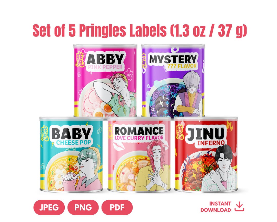 Kpop Demon Hunters Chip Bag Label | Ramen Saja Boys Pringles 1.3 Oz ...