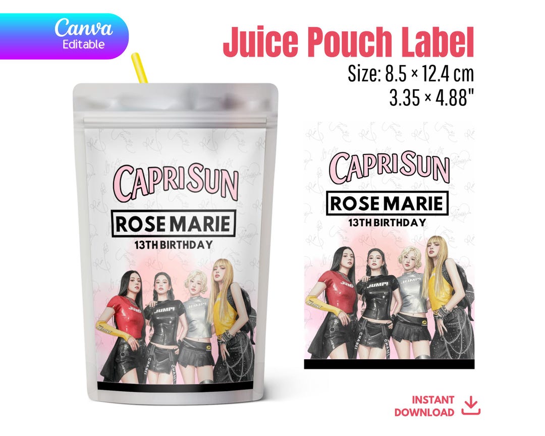 BLACKPINK Capri Sun Label Template | Editable Canva Kpop Juice Pouch ...