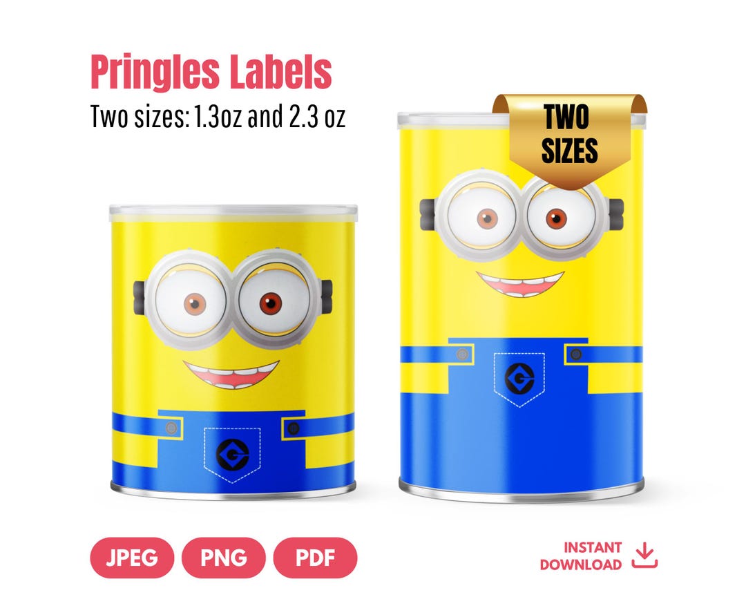 Minions Pringles Label Printable, Despicable Me 1.3oz 2.3oz 2 Sizes ...