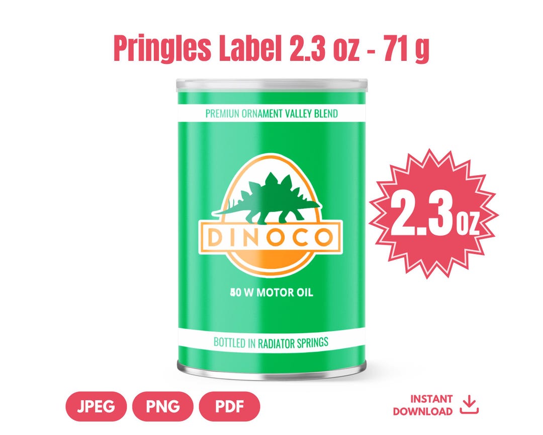 Dinoco Cars Pringles Can Label Printable, 2.3oz Wrapper Birthday Party ...