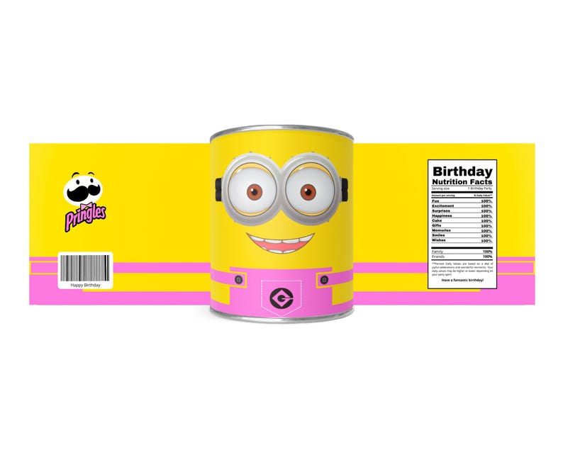 Minions Pringles Label Printable, Despicable Me 1.3oz Wrapper, Birthday ...