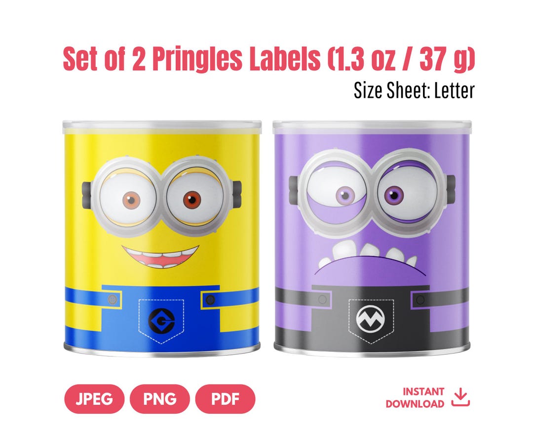 Minions Pringles Label Printable, Despicable Me 1.3oz Wrapper, Birthday ...