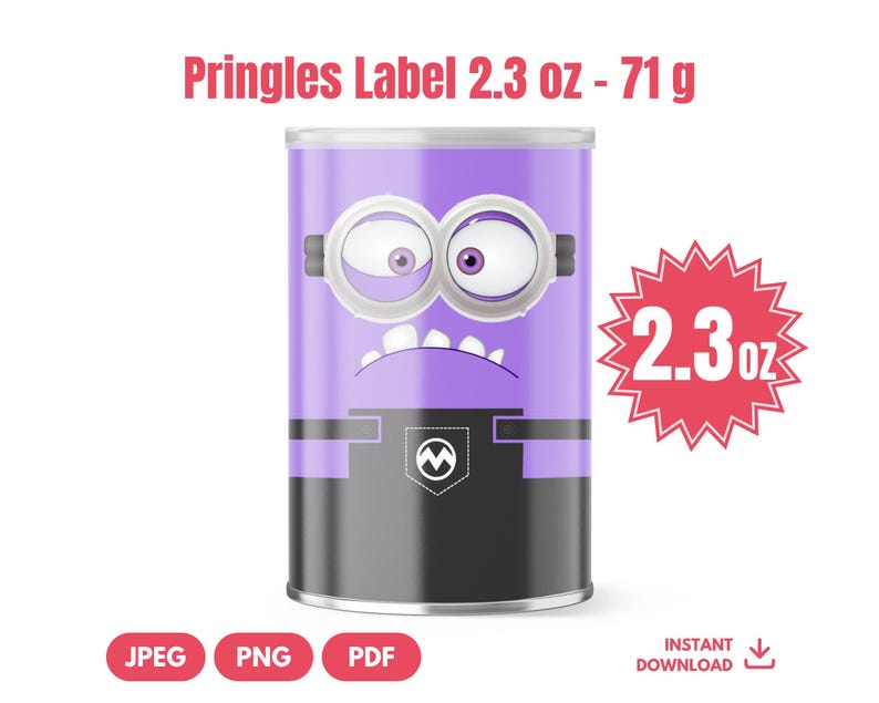 Purple Minion Pringles Label Printable, Evil Minion 2.3oz Wrapper ...