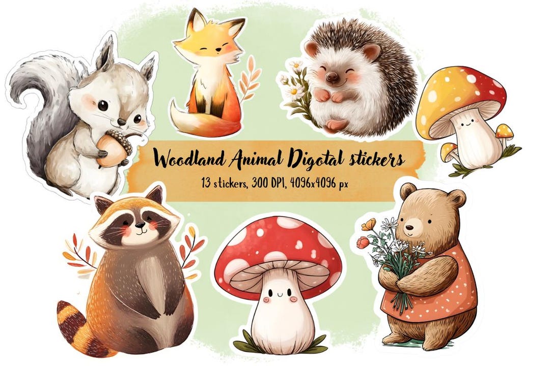 Woodland Animal Stickers, Forest PNG Files (digital Download) - Etsy