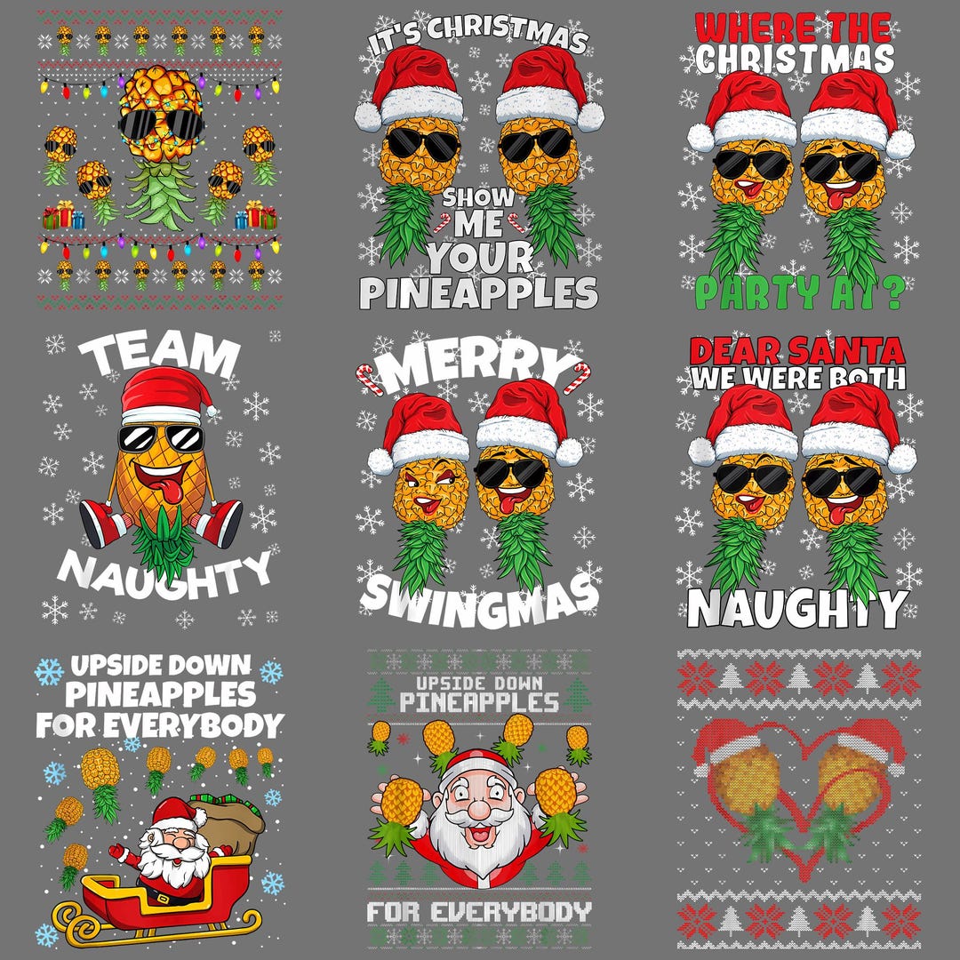 Upside Down Pineapples PNG – Funny Christmas Holiday Humor Clipart ...