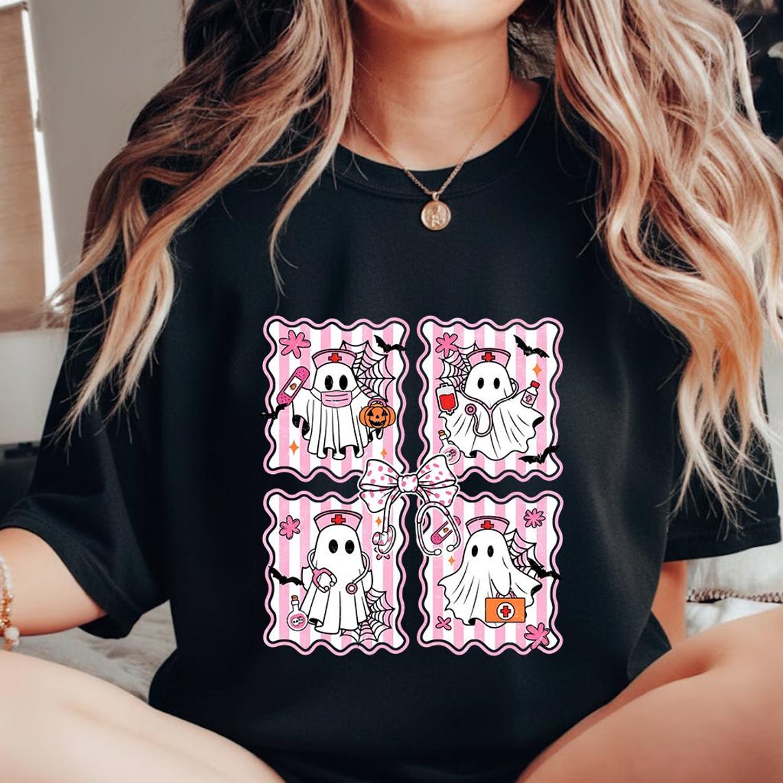 Pink Halloween Nurse Ghosts Digital PNG – Breast Cancer Awareness Cute ...