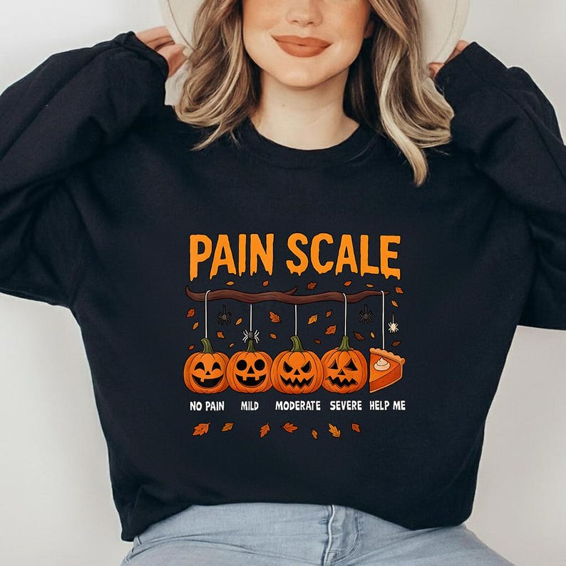 Pumpkin Pain Scale PNG | Funny Halloween Hoodie Sublimation | Spooky ...