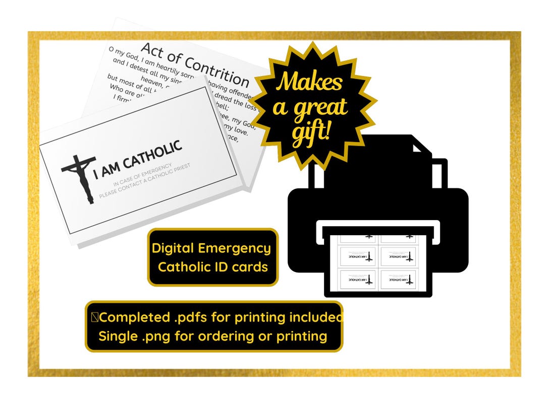 Catholic Emergency ID Card - OCIA/RCIA Gift (digital Download) - Etsy