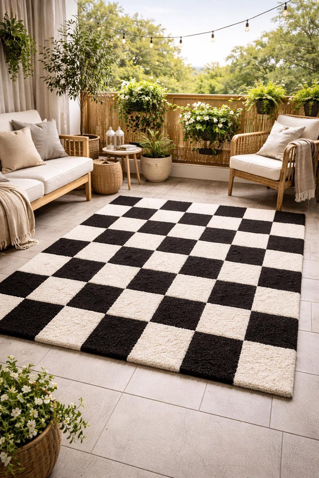 Checkerboard Rug Modern Farmhouse Entryway Hallway Living Room ...