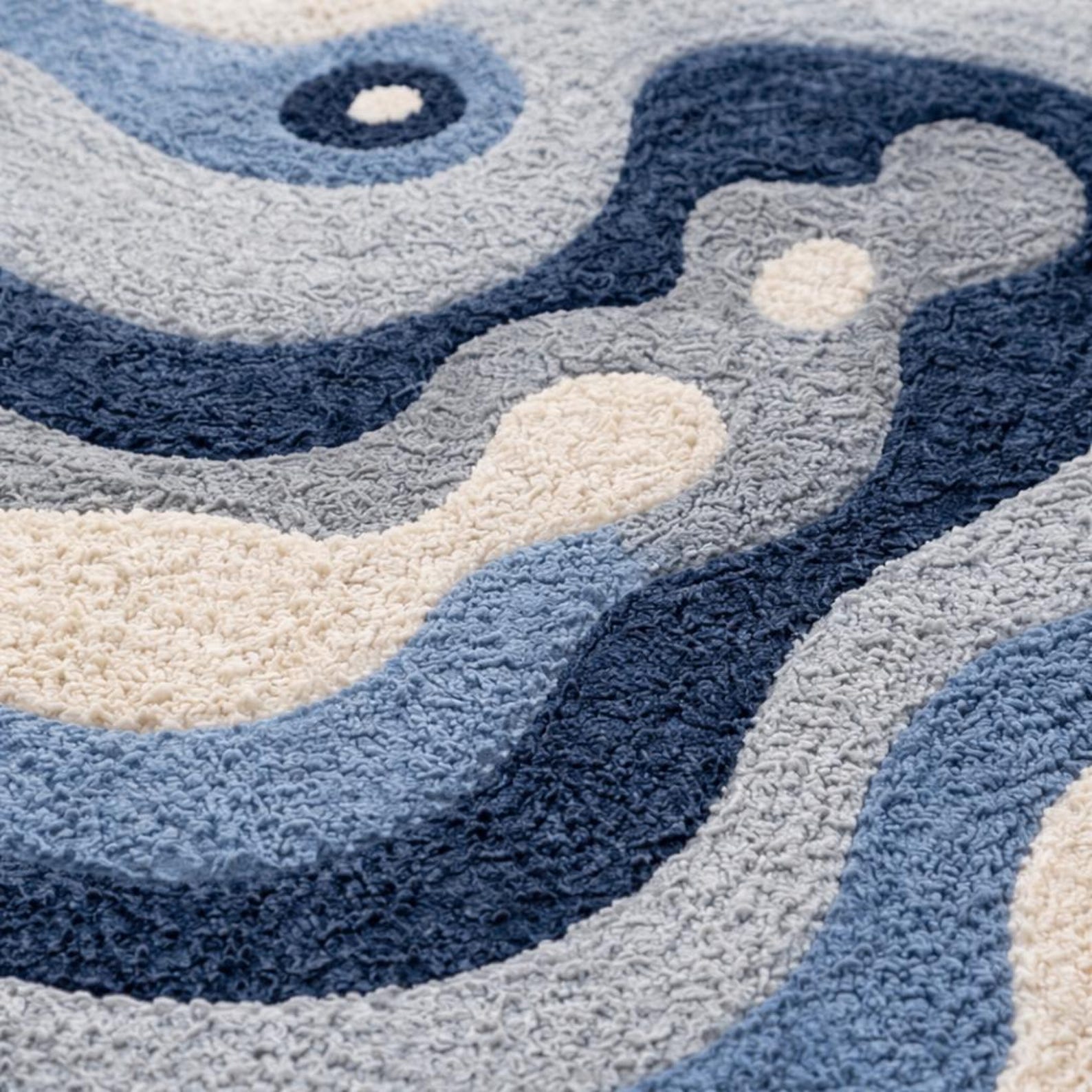 Hand-tufted Modern Blue Abstract Rug | Unique Shaped Area Rug | Soft ...
