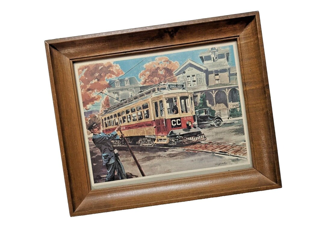 Vintage Myrah Newman Streetcar Print Council Crest Portland Oregon 8 ...
