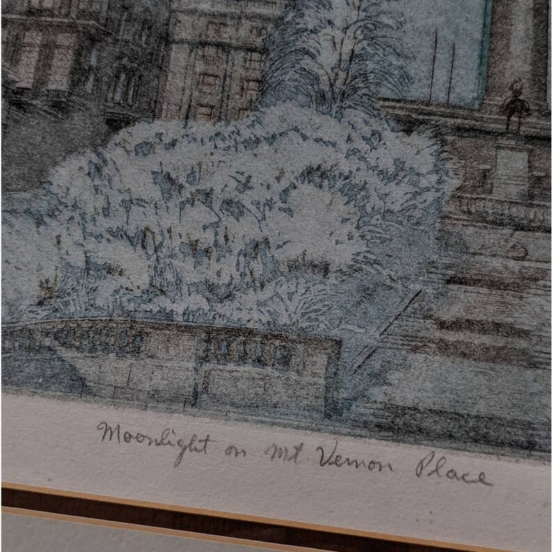 Don Swann 1889-1954 moonlight on Mount Vernon Place Vintage Tinted ...