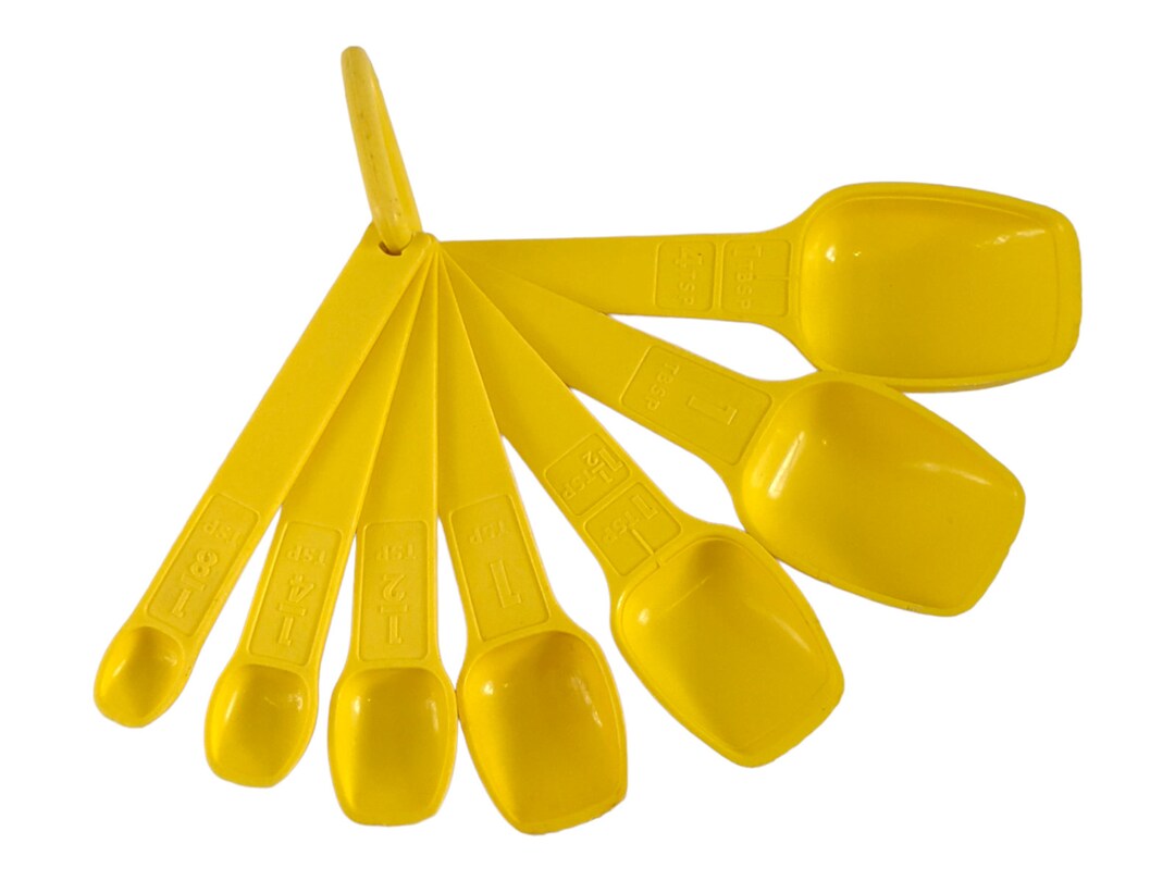 Vintage Yellow Tupperware Measuring Spoons Set of 7 With Ring, Nesting ...