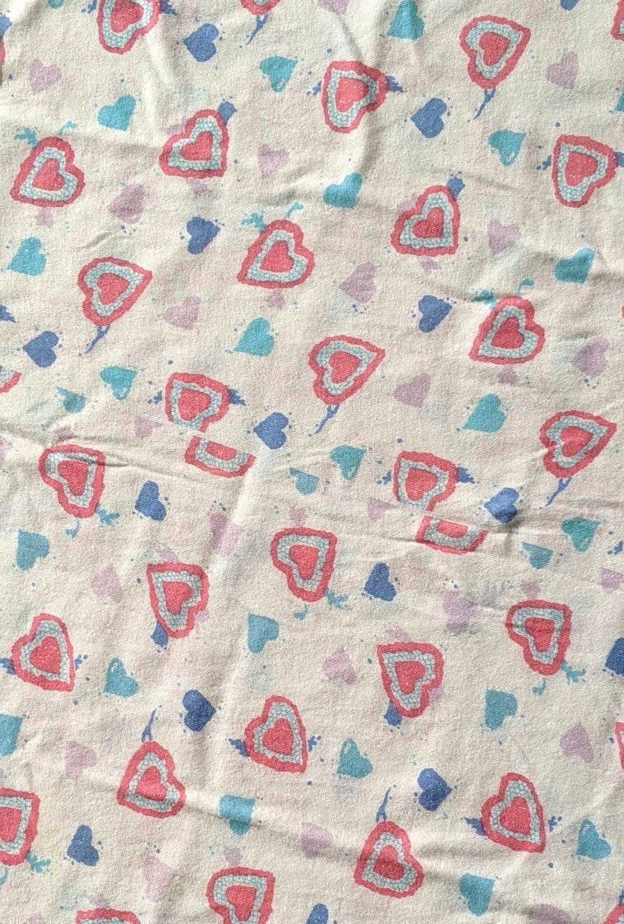 Vintage 80's 90's Pink and Blue Hearts Pattern Fabric - Etsy
