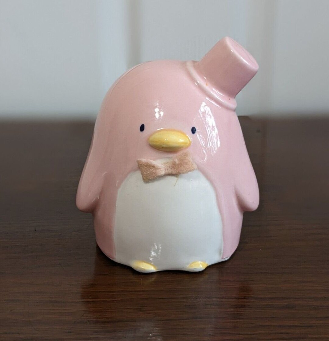 Vintage Sanrio Tuxedo Sam Pottery Piggy Bank Pink Penguin Cute Kawaii ...
