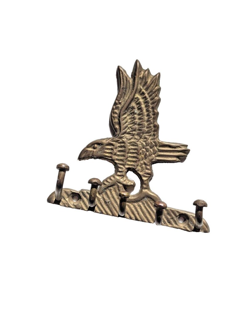 Vintage Solid Brass Eagle Small Hanging Key Holder Wall Mount 5 Hooks ...