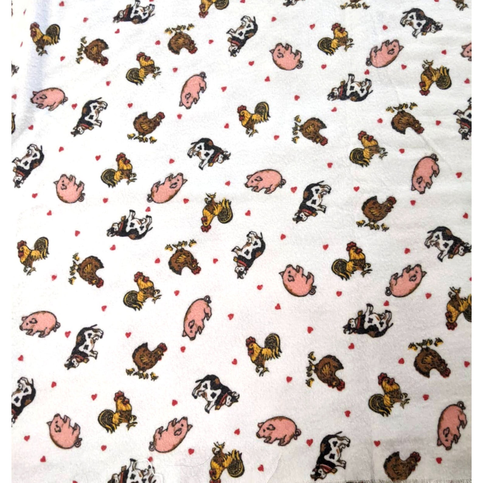 Vintage Farm Animals Flannel Fabric 43" by 2 Yards, 90's Novelty Print ...