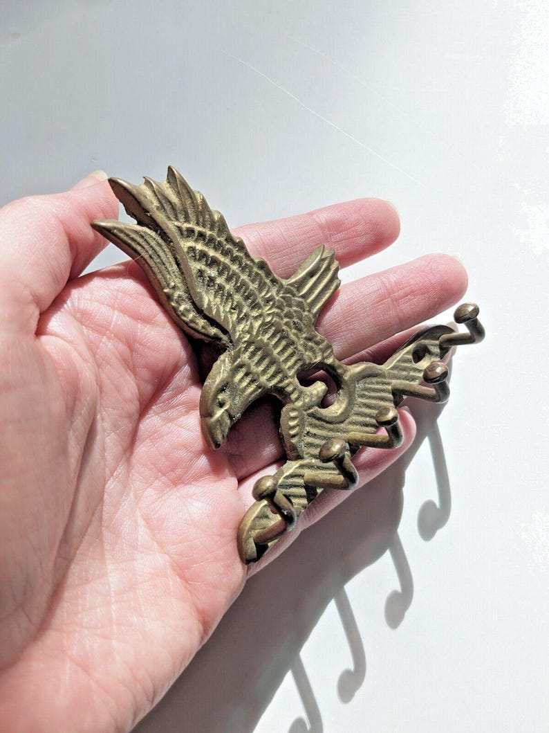 Vintage Solid Brass Eagle Small Hanging Key Holder Wall Mount 5 Hooks ...
