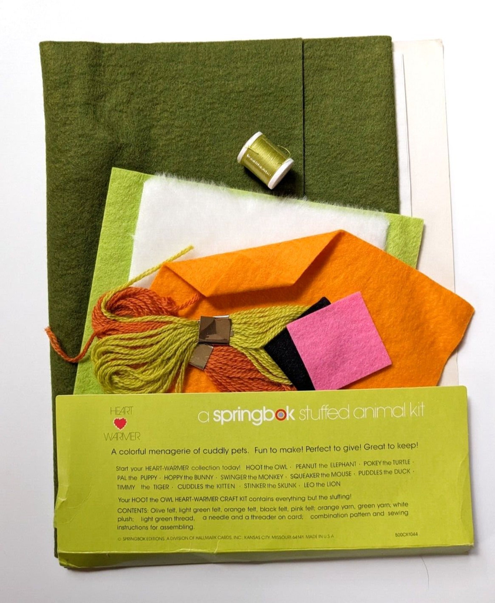 Vintage 1970s Springbok Stuffed Animal Craft Kit Hoot the Owl Heart ...