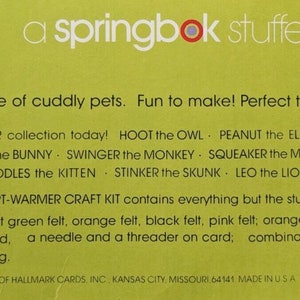 Vintage 1970s Springbok Stuffed Animal Craft Kit Hoot the Owl Heart ...