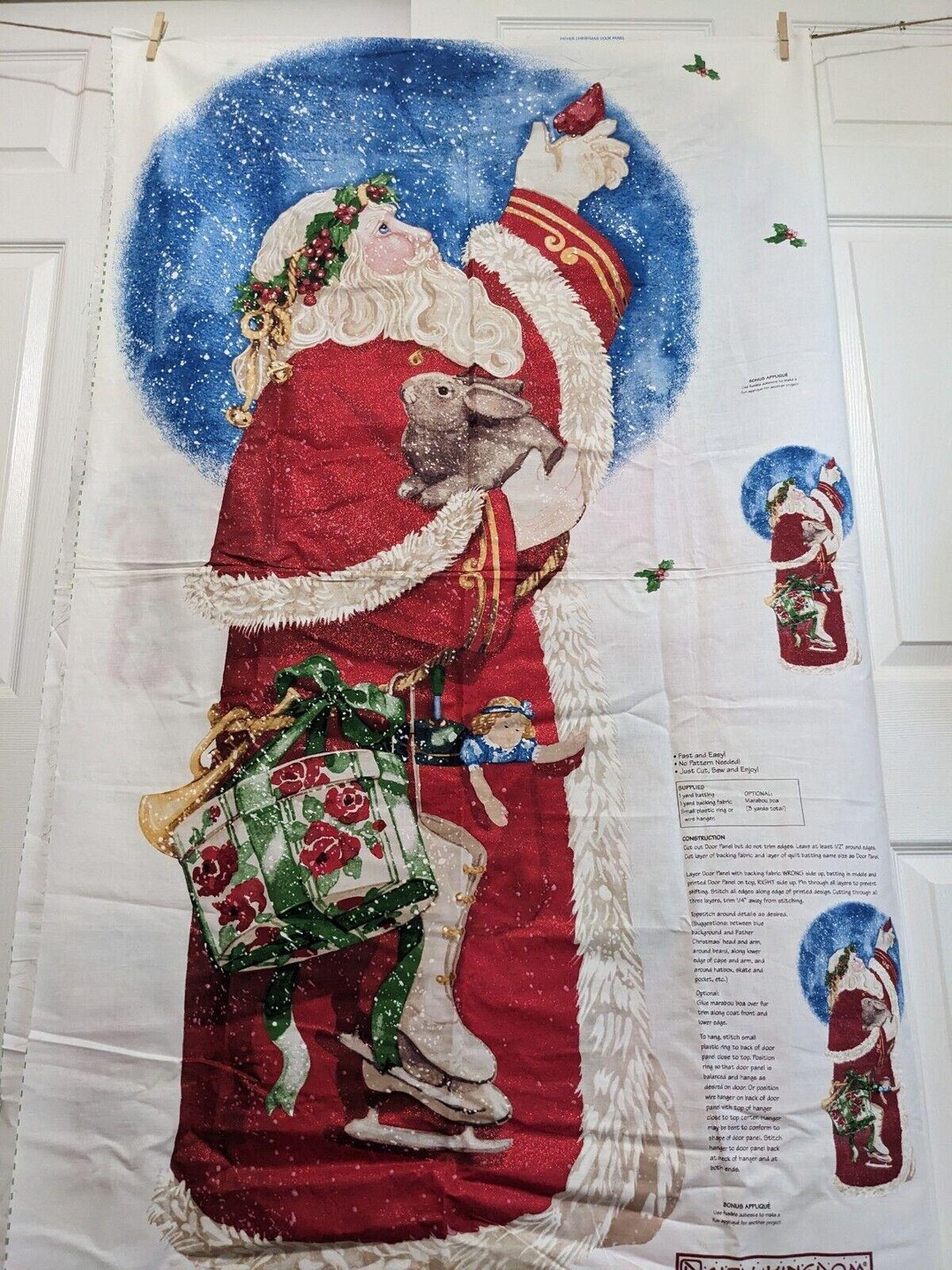 Daisy Kingdom Father Christmas Door Panel Holiday Cut & Sew Fabric Red ...