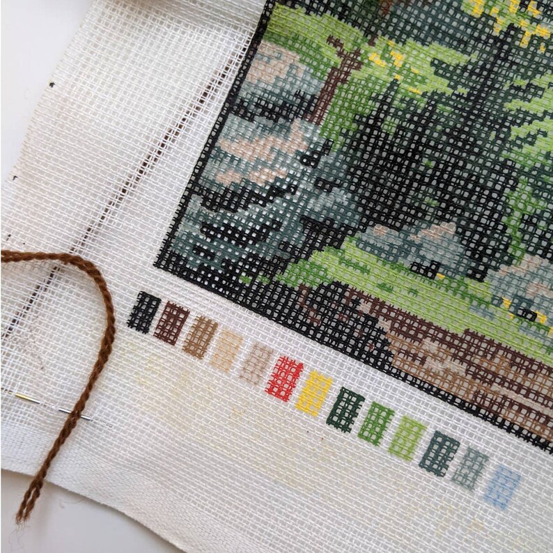 Vintage Needlepoint Kit From Tapex Vienna, Swiss Alps Chalet Forest ...