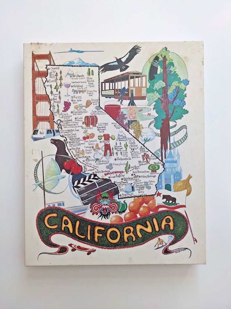 Vintage 1977 California State Map Jigsaw Puzzle by George Gorycki 18x24 ...