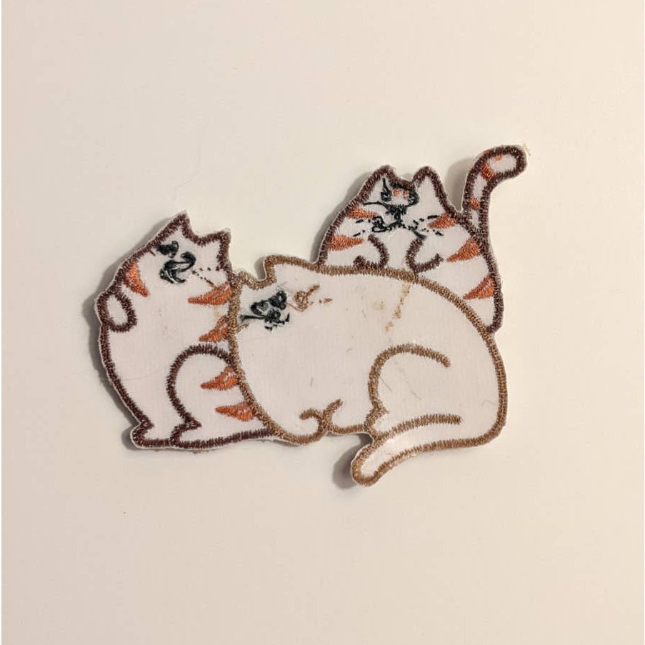 Vintage Cat Applique Iron on Embroidered Patch // Cute Orange TABBY ...