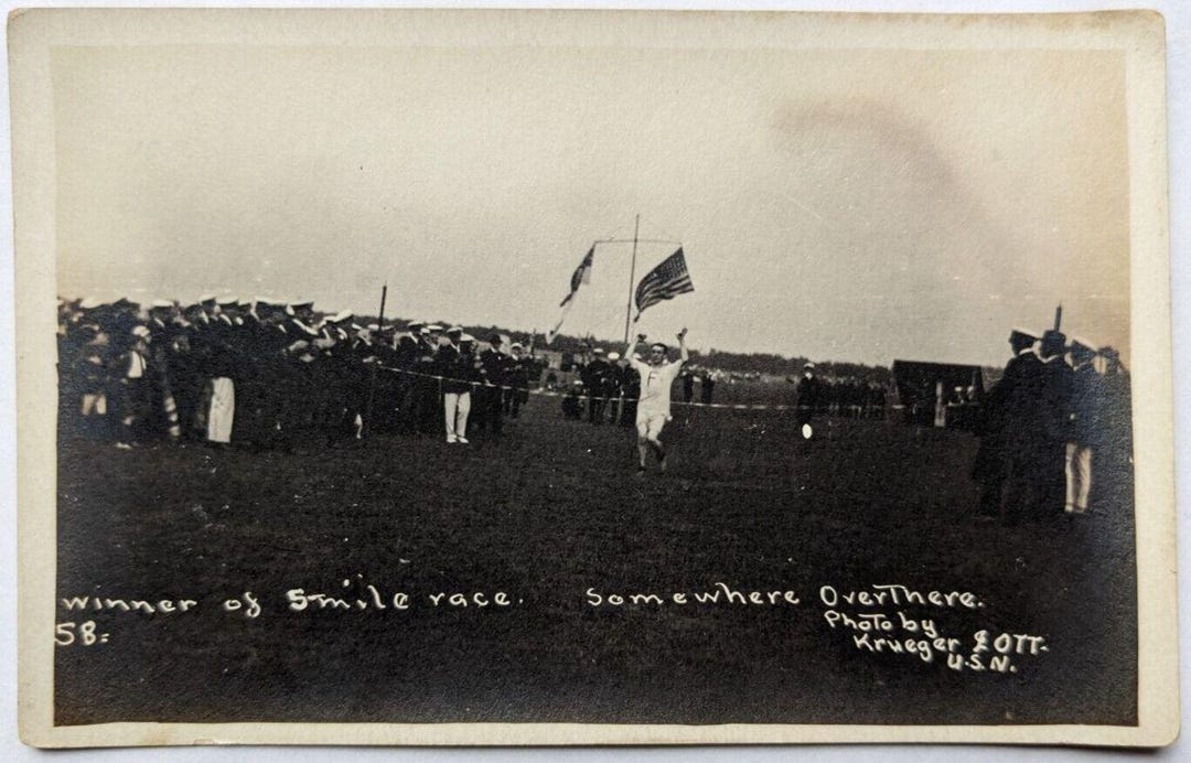 Antique RPPC Postcard WW1 USS Florida Winner of 5 Mile Race Somewhere ...