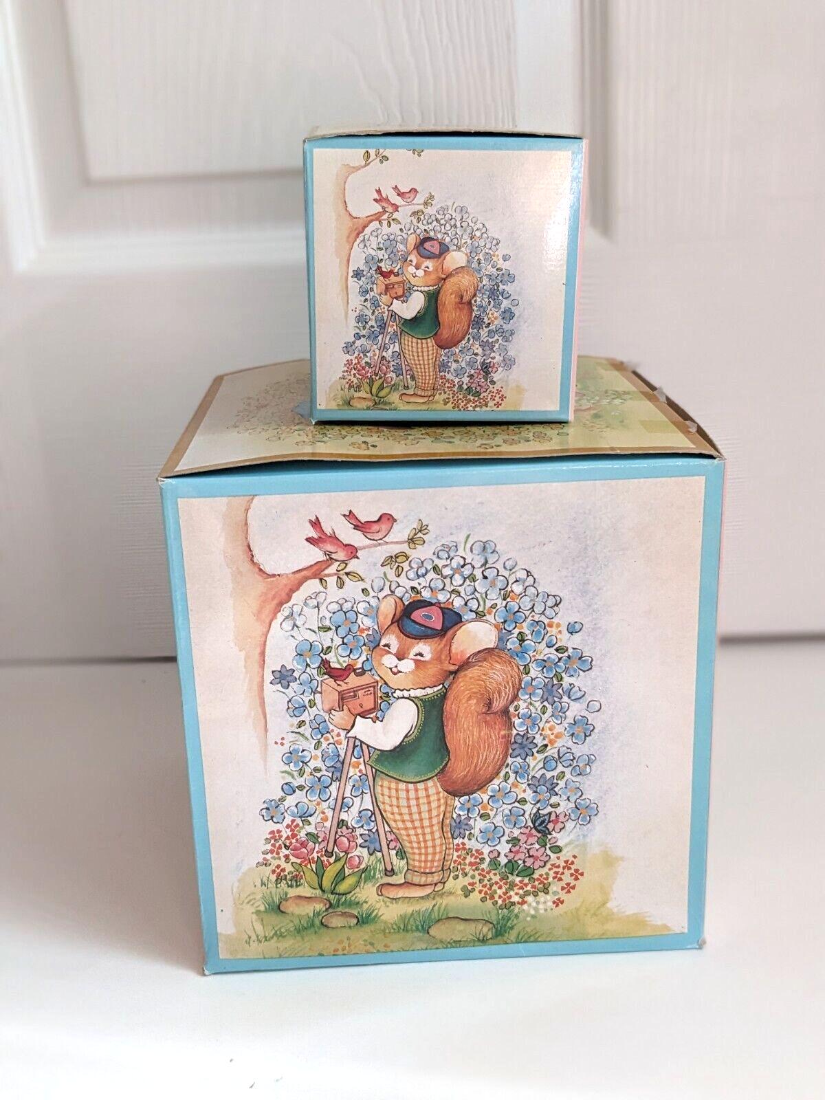 Vintage Mid-century Jiffy Gift Boxes Cute Cartoon Squirrels in Mushroom ...