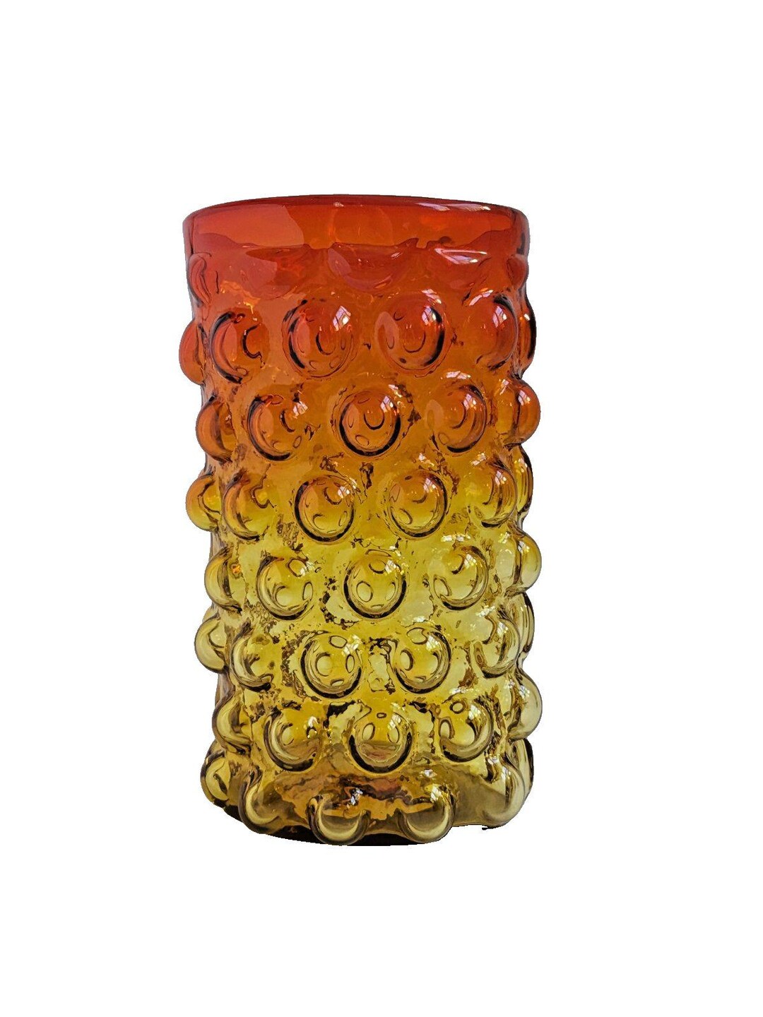 Vintage Blenko Amberina Tangerine Bubble Glass Vase Wayne Husted 6041 ...