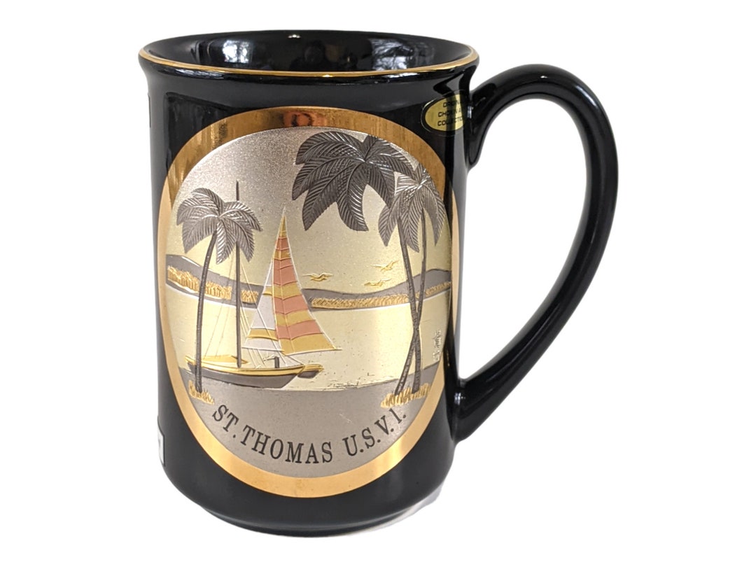 Vintage St. Thomas Souvenir Mug // Japanese Art of Chokin 24K Gold ...
