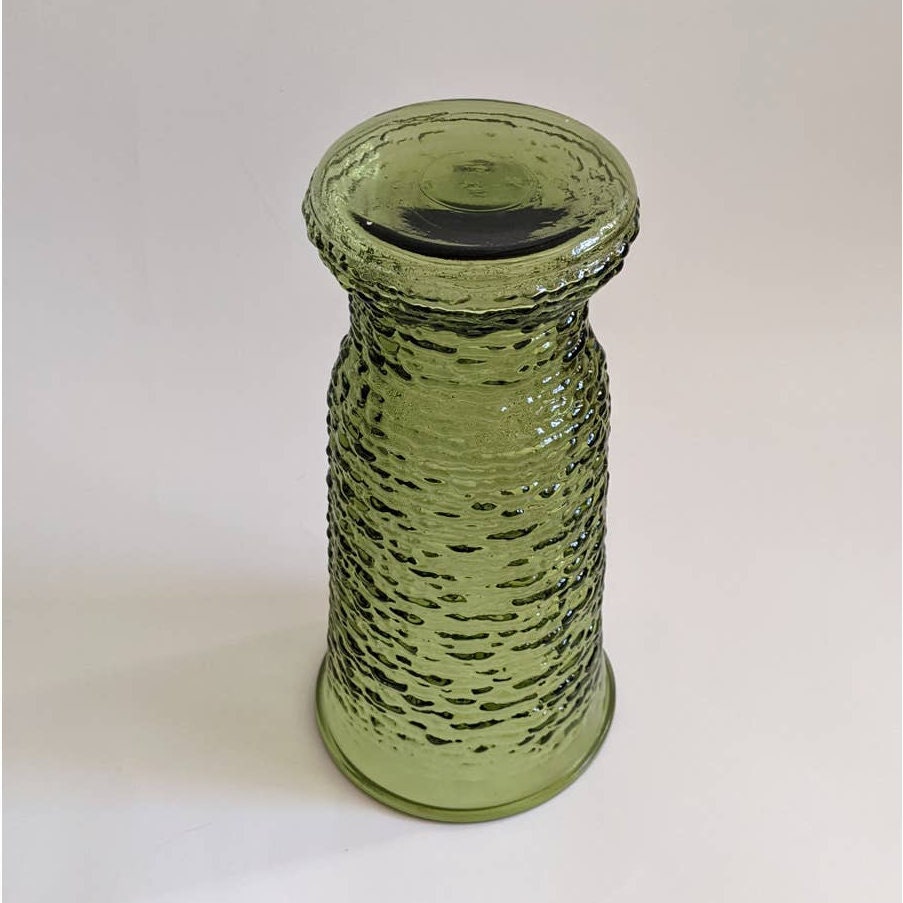 Vintage Mid-century Avocado Green Textured Glass Vase, Napco Vase ...